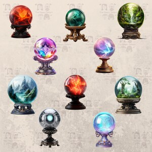 40 Magic Crystal Balls Clipart Pack INSTANT DOWNLOAD 40 Crystal Ball ...