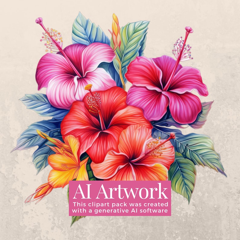 40 Tropical Flowers Clipart Pack INSTANT DOWNLOAD Exotic Tropical ...