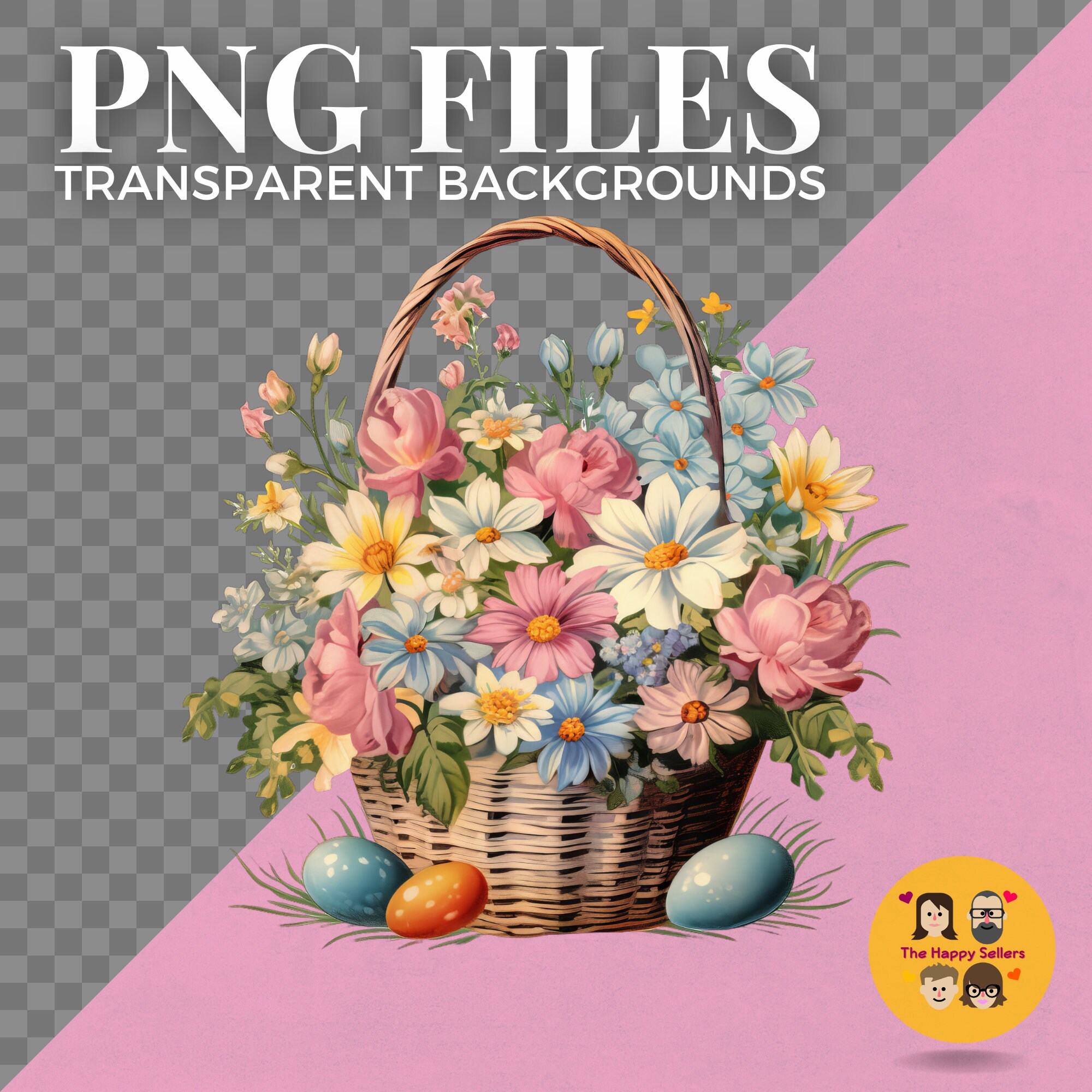 10 Vintage Easter Baskets Clipart Pack - INSTANT DOWNLOAD, PNG ...