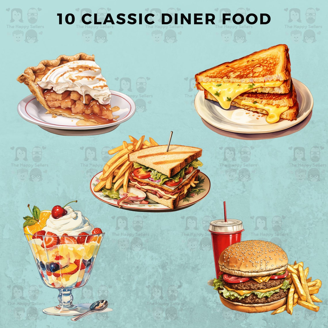 10 Classic Diner Food Clipart Pack INSTANT DOWNLOAD 10 Food ...