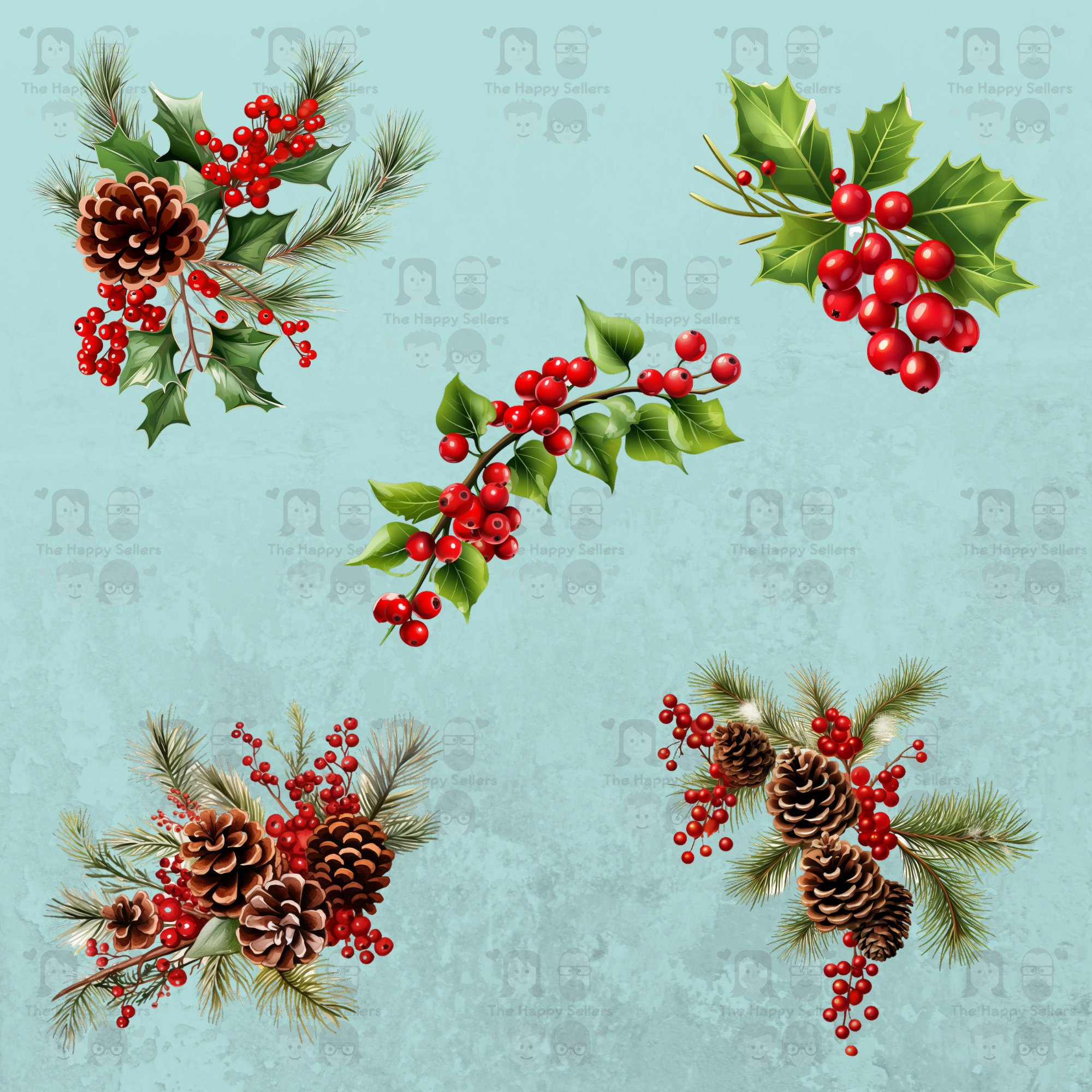 20 Christmas Themed Corners Clipart Pack INSTANT DOWNLOAD 20 Festive ...
