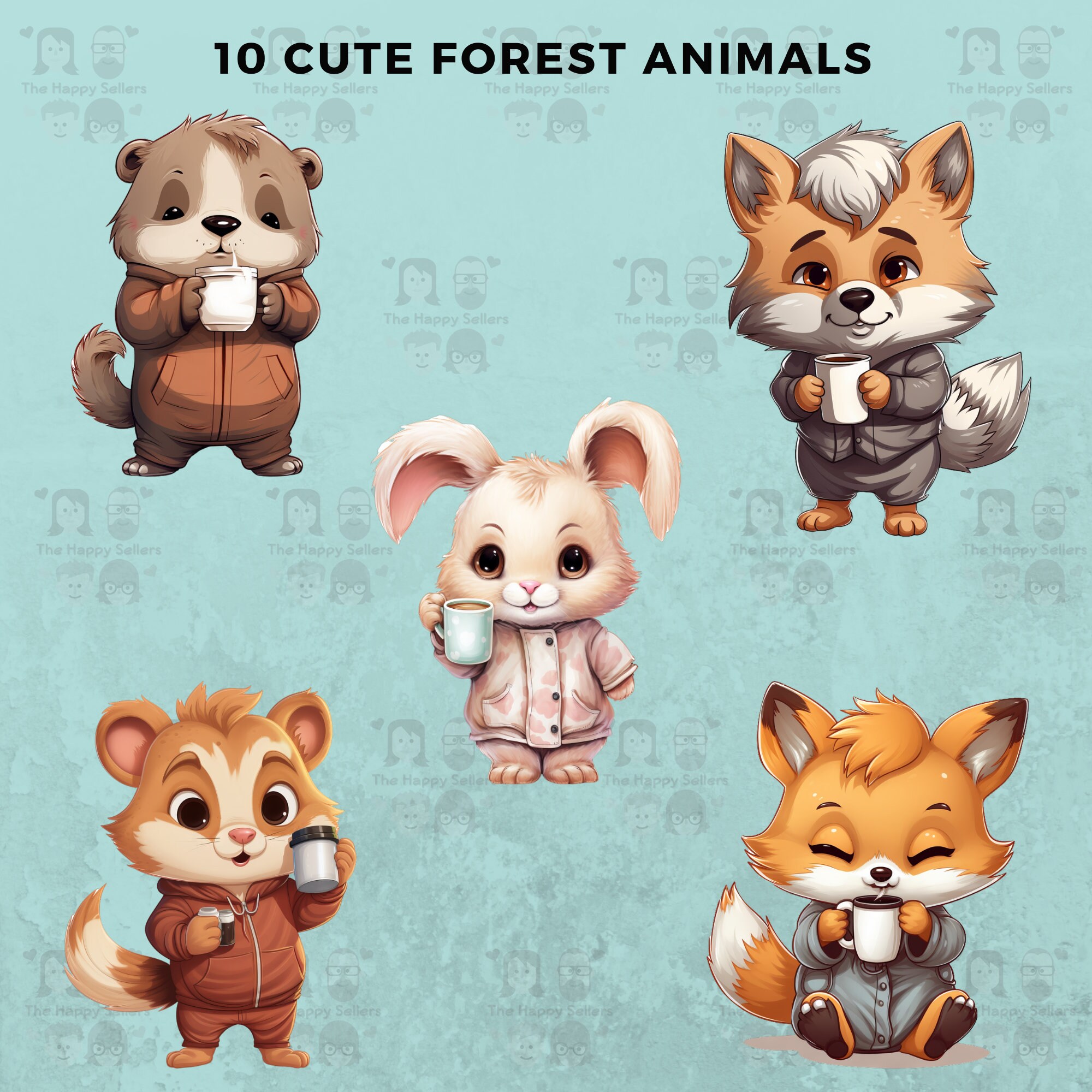 10 Cute Forest Animals Clipart Pack INSTANT DOWNLOAD 10 Forest Animal ...