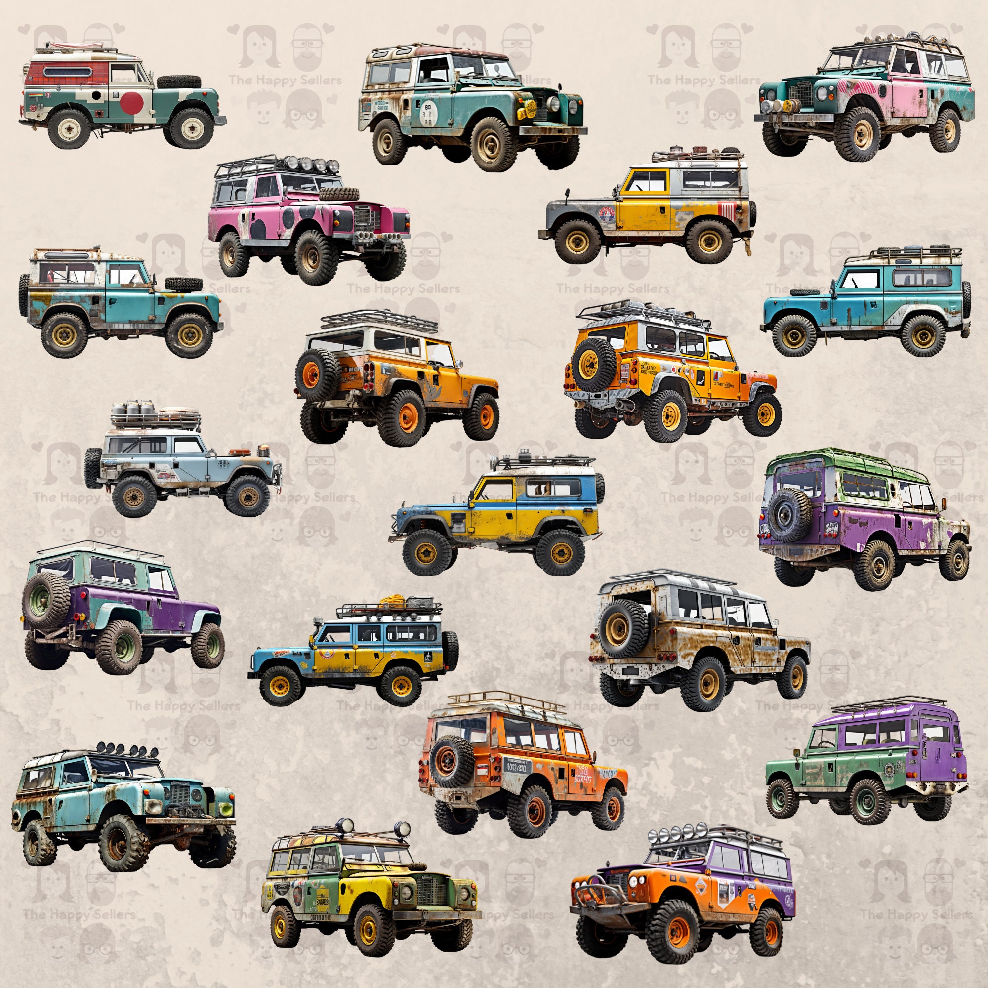 40 Rustic Adventure Vehicles Clipart Pack - INSTANT DOWNLOAD, PNG ...