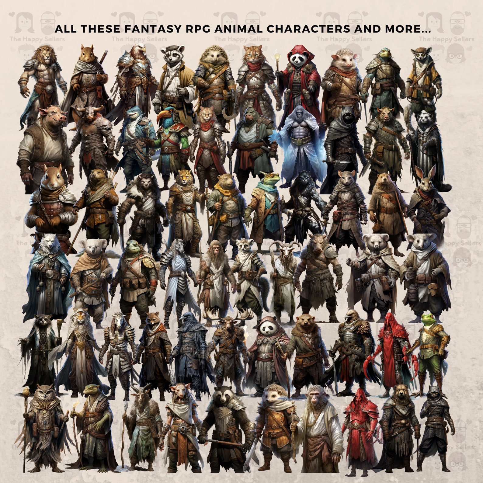 140 Fantasy RPG Animal Characters Clipart Bundle - Instant Download ...