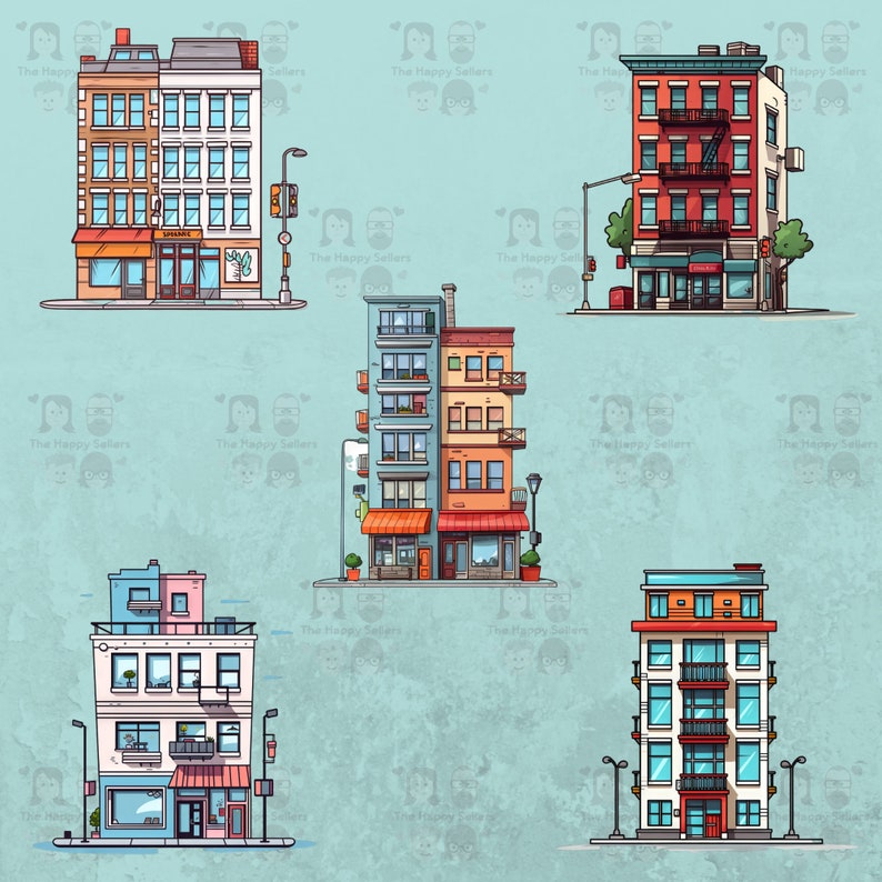 20 City Buildings Clipart Pack INSTANT DOWNLOAD 20 Building ...