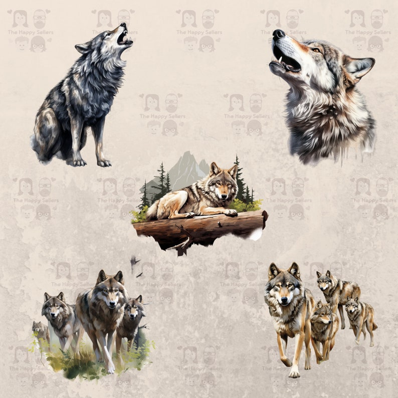 20 Realistic Wolves Clipart Pack INSTANT DOWNLOAD 20 Wolf - Etsy UK
