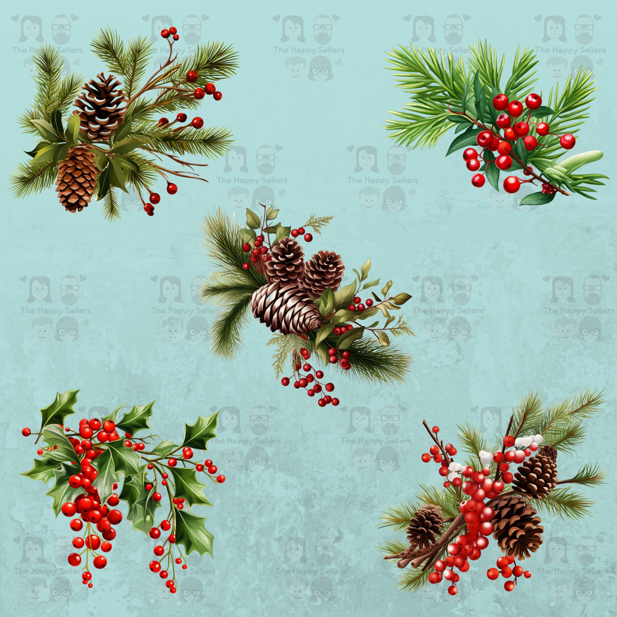 20 Christmas Themed Corners Clipart Pack INSTANT DOWNLOAD 20 Festive ...