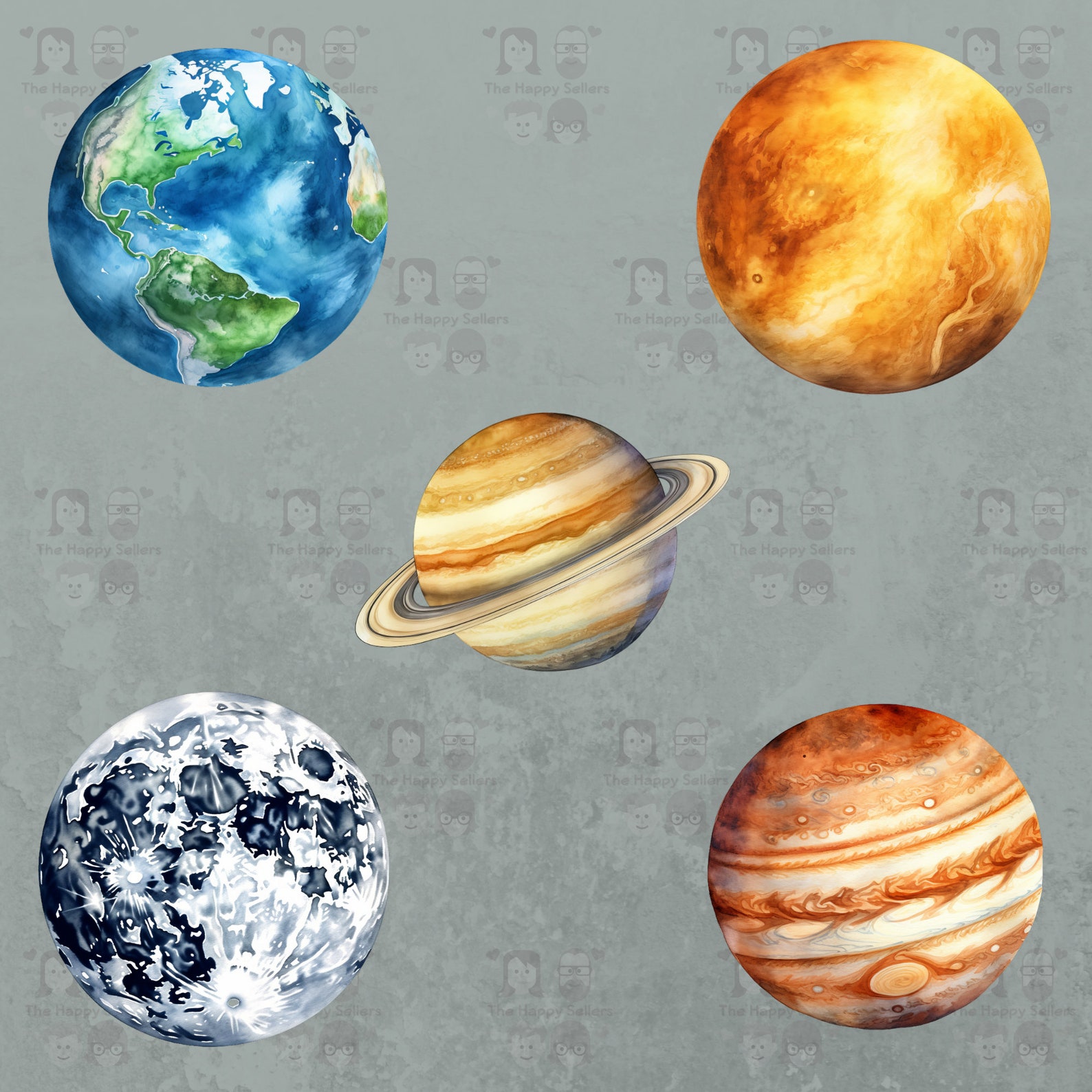 10 Watercolor Solar System Clipart Pack INSTANT DOWNLOAD 10 Solar ...