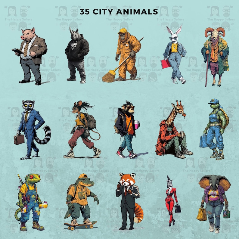 35 City Animals Clipart Pack INSTANT DOWNLOAD 35 Urban Wildlife ...