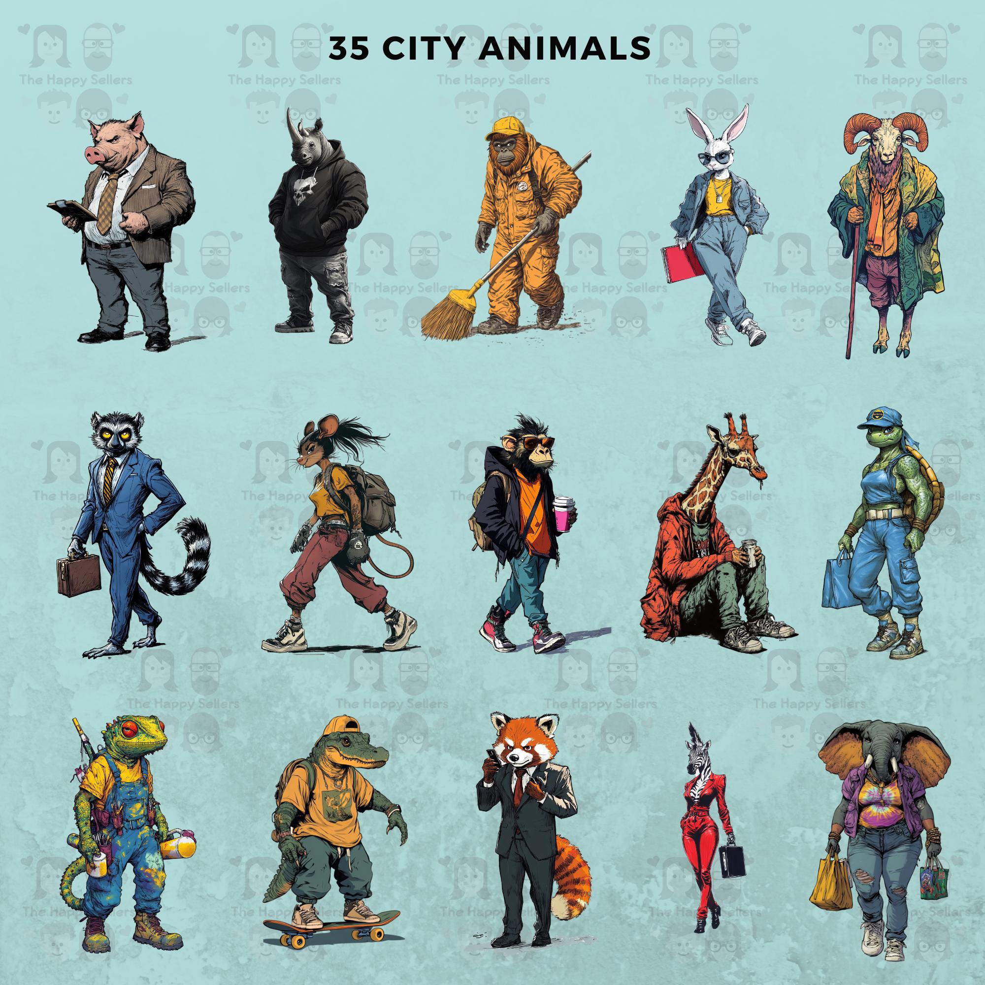 35 City Animals Clipart Pack INSTANT DOWNLOAD 35 Urban Wildlife ...