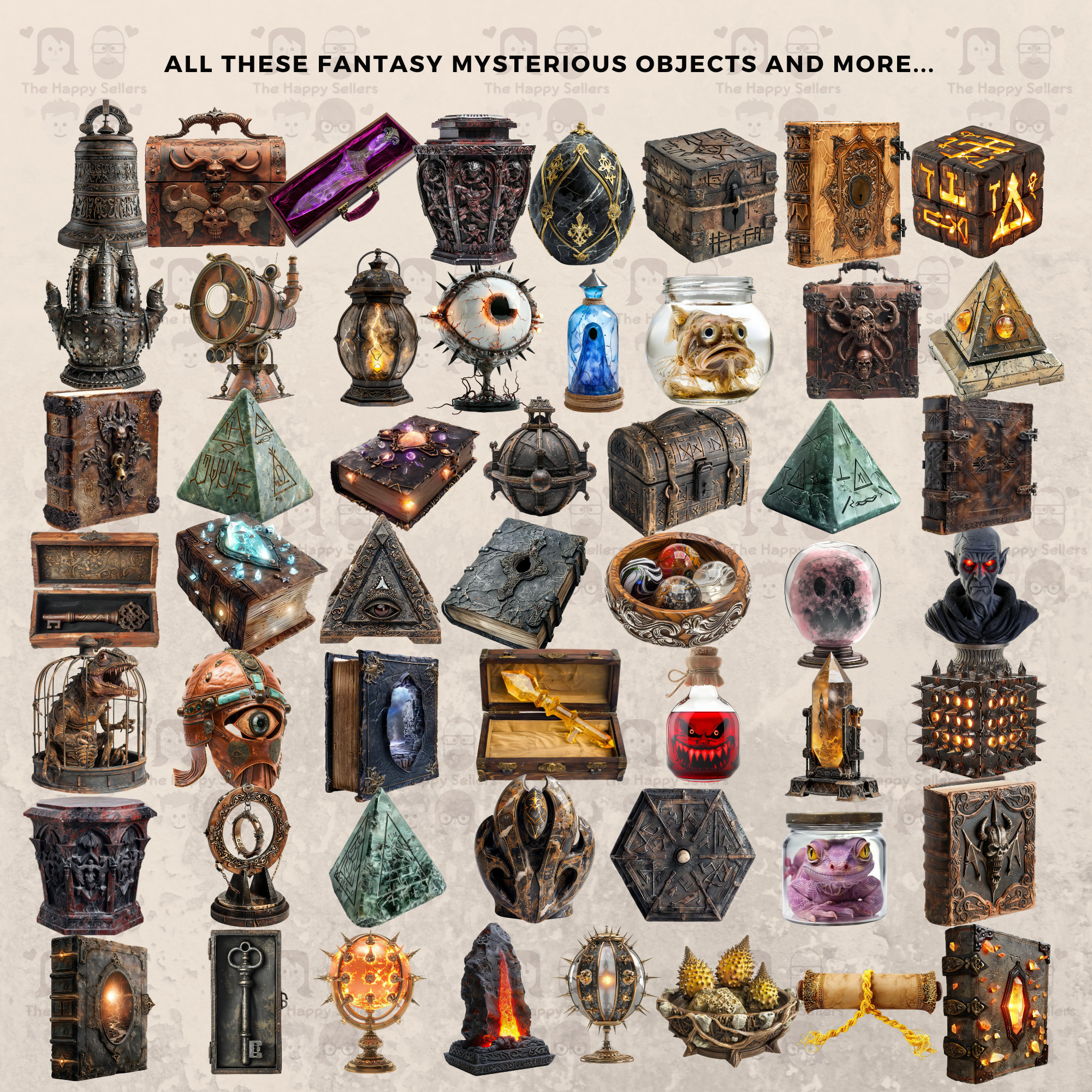 100 Fantasy Mysterious Objects Clipart Bundle - Instant Download, PNG ...