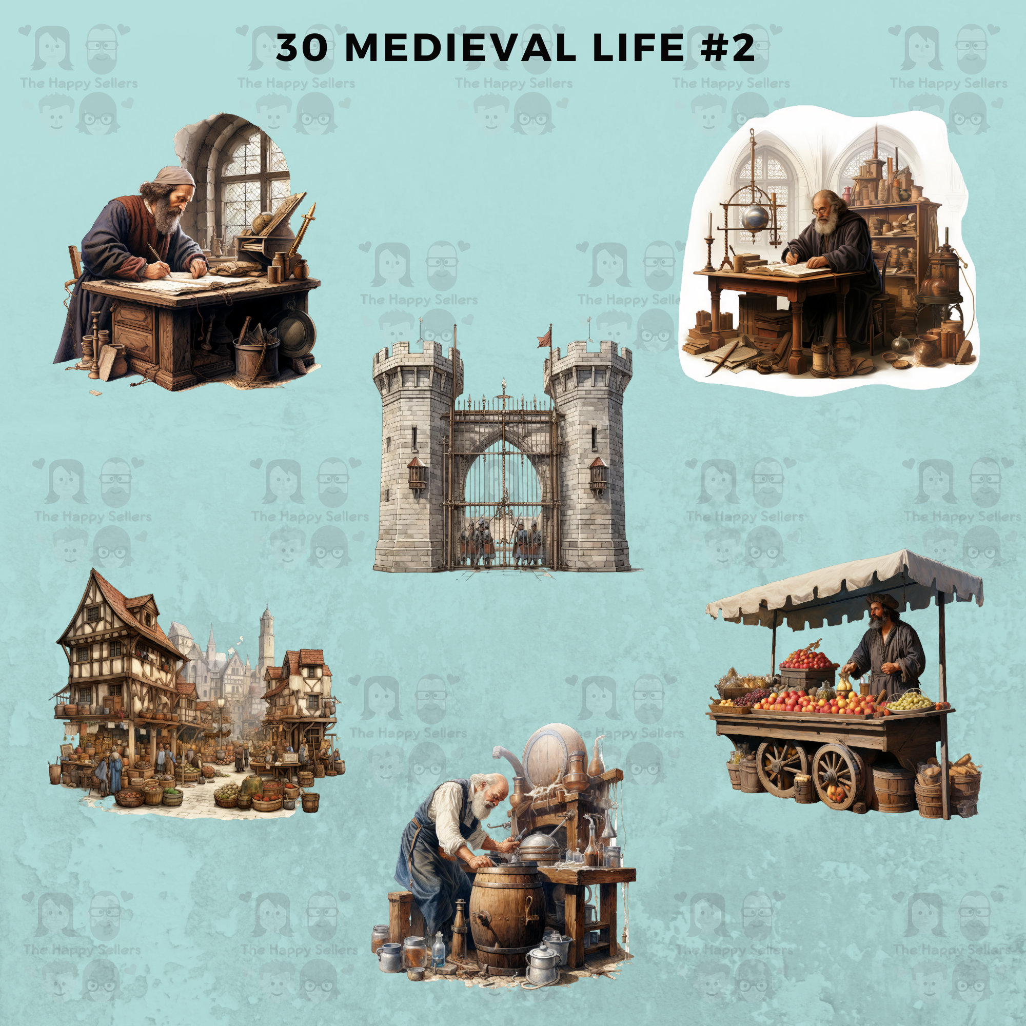 30 Medieval Life 2 Clipart Pack INSTANT DOWNLOAD 30 Medieval - Etsy