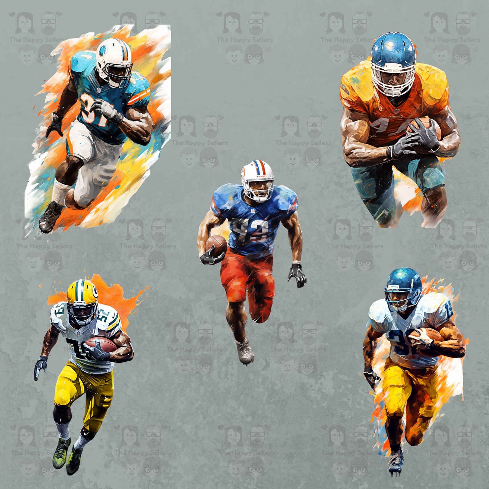 20 Football Players Clipart Pack INSTANT DOWNLOAD 20 Football Player ...