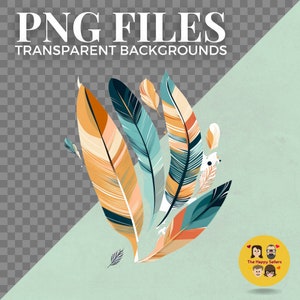 20 Boho Feather Designs Clipart Pack INSTANT DOWNLOAD 20 Bohemian ...