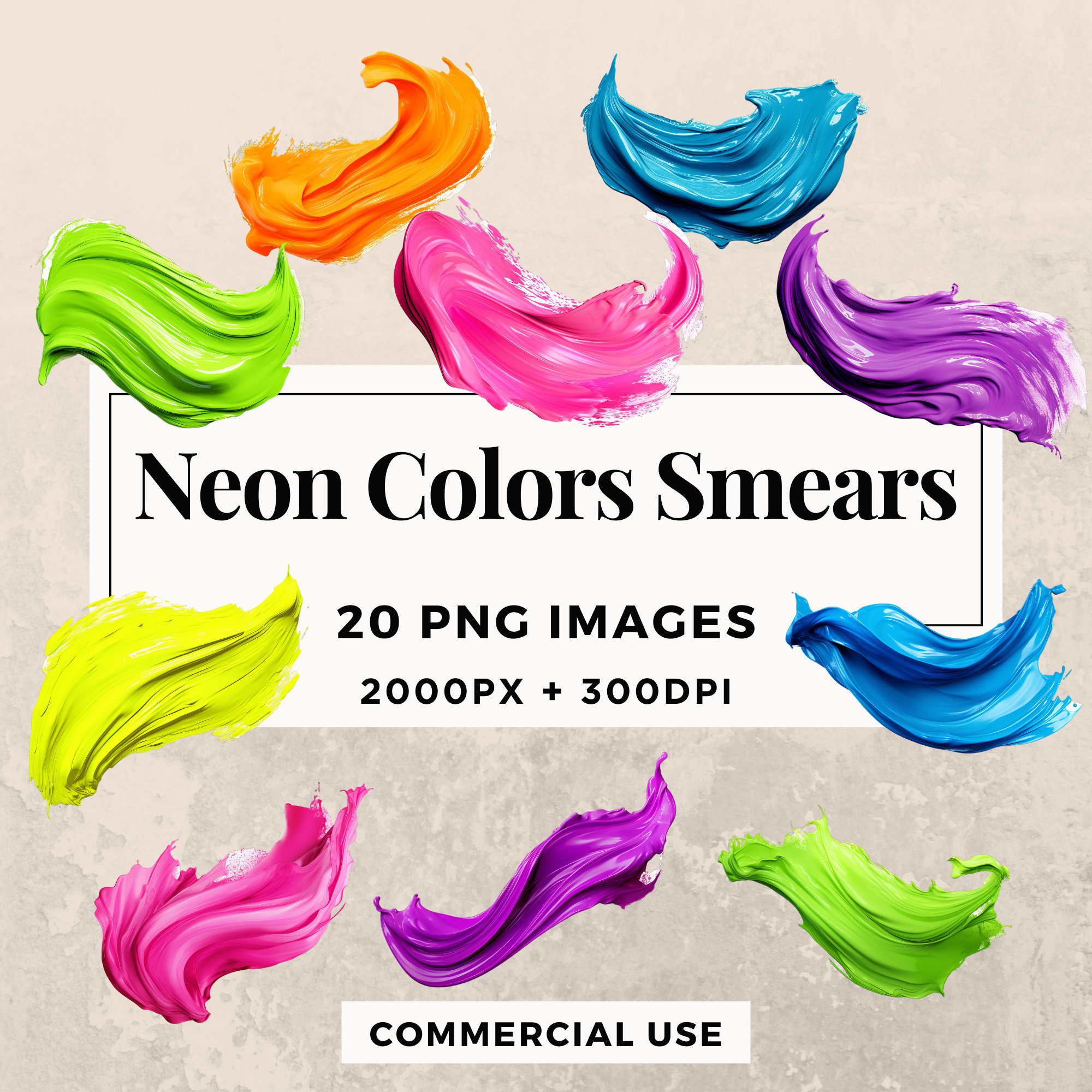 20 Neon Colors Smears Clipart Pack INSTANT DOWNLOAD 20 Vivid Neon Smear ...