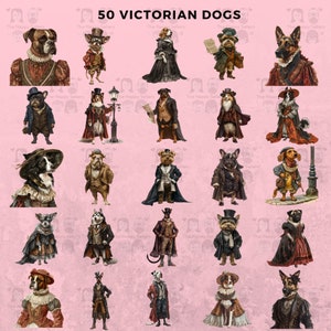 50 Victorian Dogs Clipart Pack INSTANT DOWNLOAD 50 Vintage Dog ...