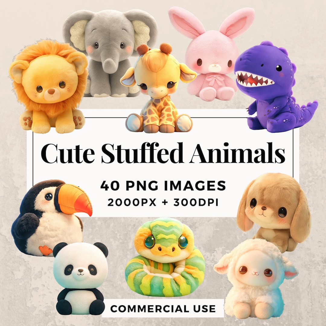 40 Cute Stuffed Animals Clipart Pack INSTANT DOWNLOAD 40 Adorable Toy ...
