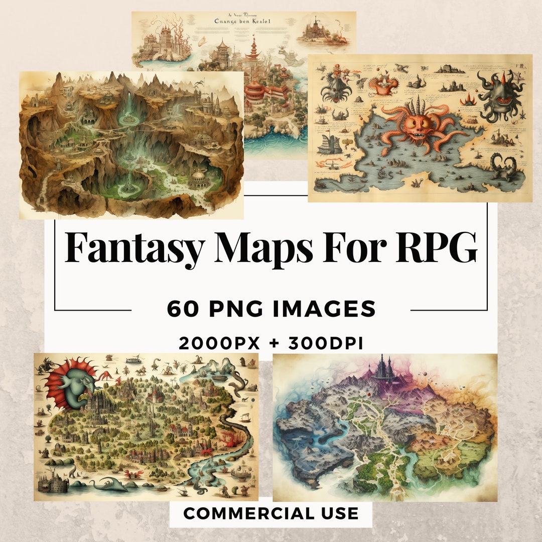 60 Fantasy Maps for Role-playing Game Clipart Pack INSTANT DOWNLOAD 60 ...