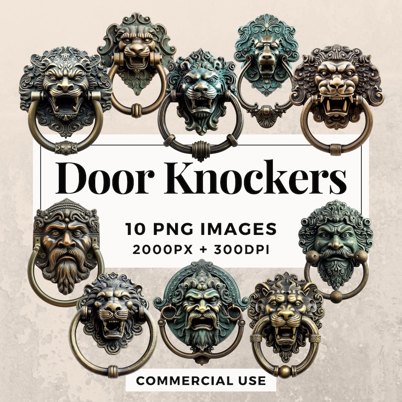 10 Door Knockers Clipart Pack INSTANT DOWNLOAD 10 Intricate Door ...