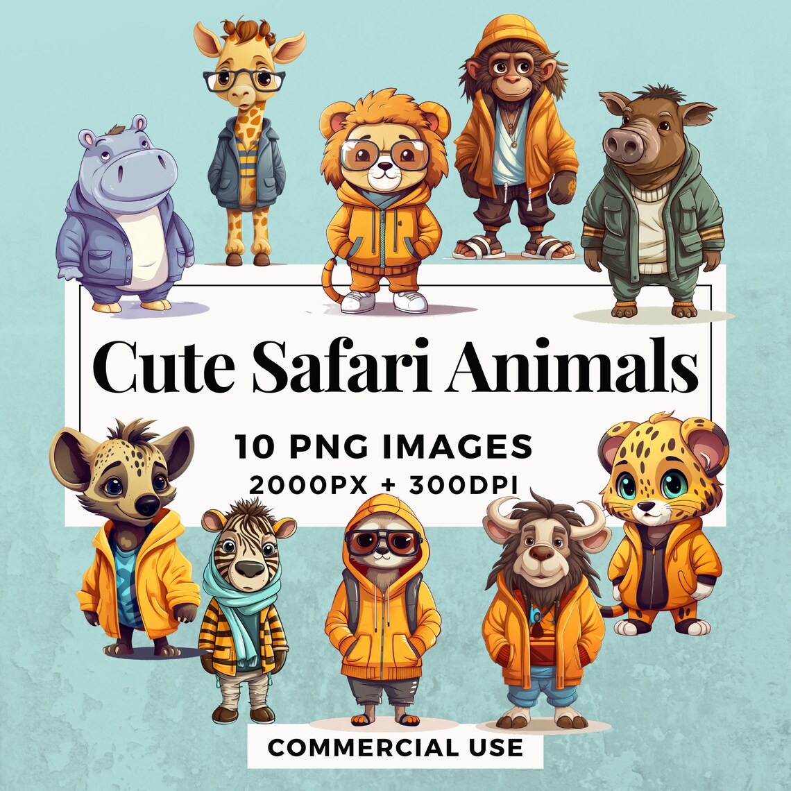 10 Cute Safari Animals Clipart Pack INSTANT DOWNLOAD 10 Safari - Etsy