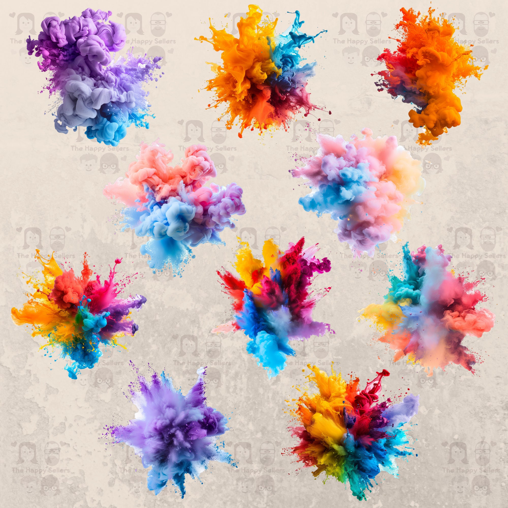 20 Color Explosions Clipart Pack INSTANT DOWNLOAD 20 Vibrant Explosion ...