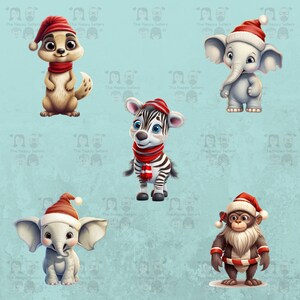 20 Christmas Safari Animals Clipart Pack INSTANT DOWNLOAD 20 Safari ...