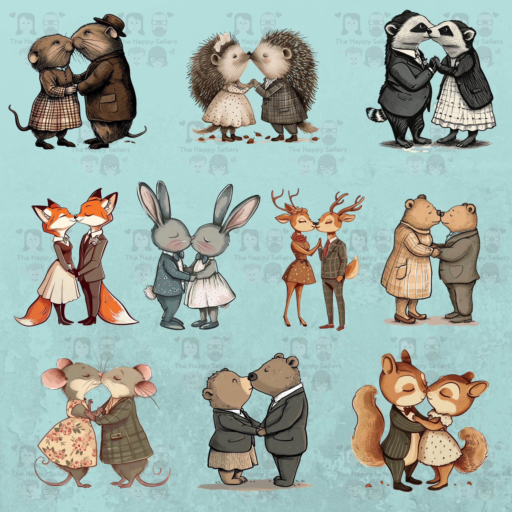 30 Forest Animals in Love Clipart Pack INSTANT DOWNLOAD 30 Adorable ...