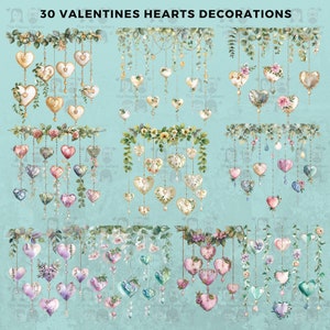 30 Valentines Hearts Decorations Clipart Pack INSTANT DOWNLOAD 30 Heart ...