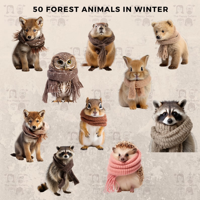 50 Forest Animals in Winter Clipart Pack INSTANT DOWNLOAD 50 - Etsy