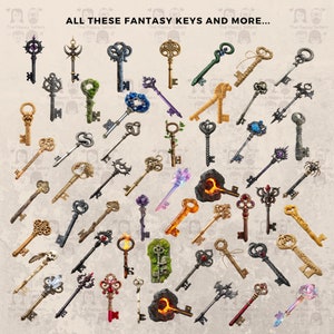 130 Fantasy Keys Clipart Bundle - Instant Download, Magical Key ...