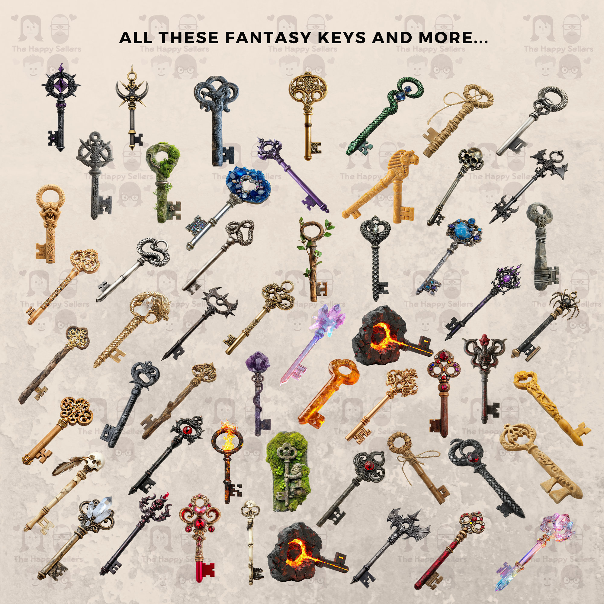130 Fantasy Keys Clipart Bundle Instant Download, Magical Key ...