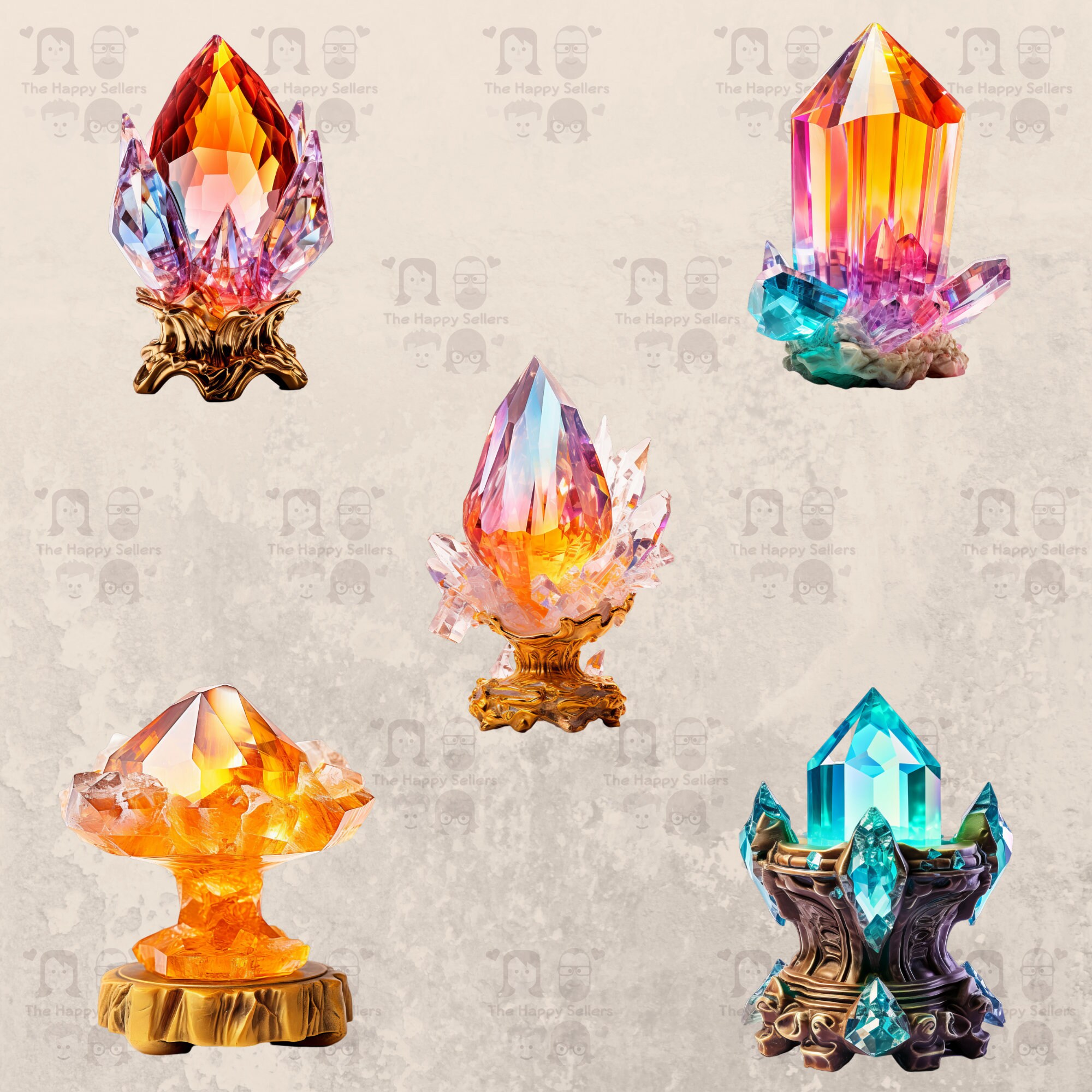 20 Fantasy Crystals Clipart Pack INSTANT DOWNLOAD 20 Magical Crystal ...