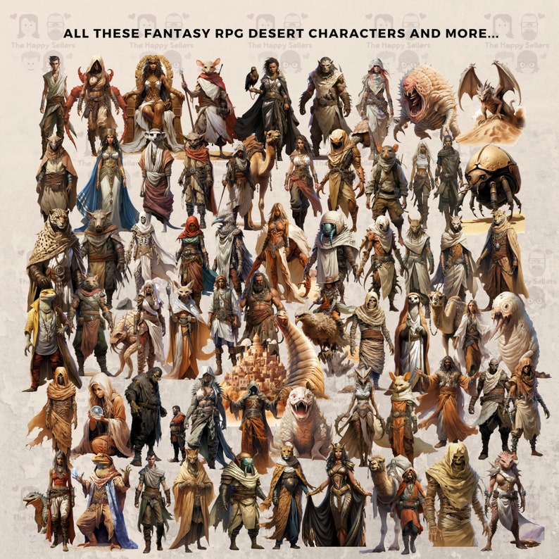210 Fantasy RPG Desert Characters Clipart Mega Bundle - Instant ...