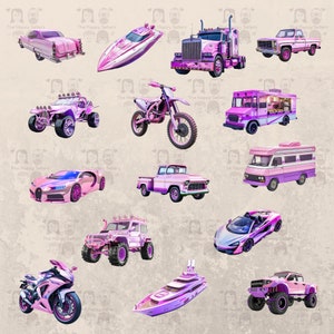 30 Realistic Pink Vehicles Clipart Pack INSTANT DOWNLOAD 30 Pink ...