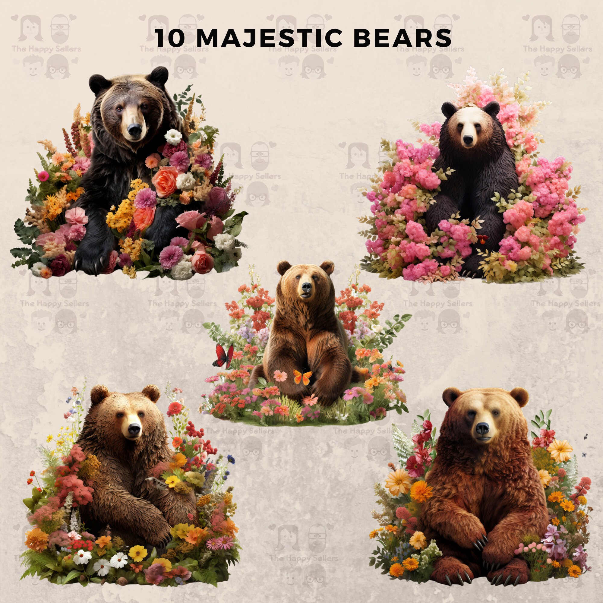 10 Majestic Bears Clipart Pack INSTANT DOWNLOAD 10 Majestic Bear ...