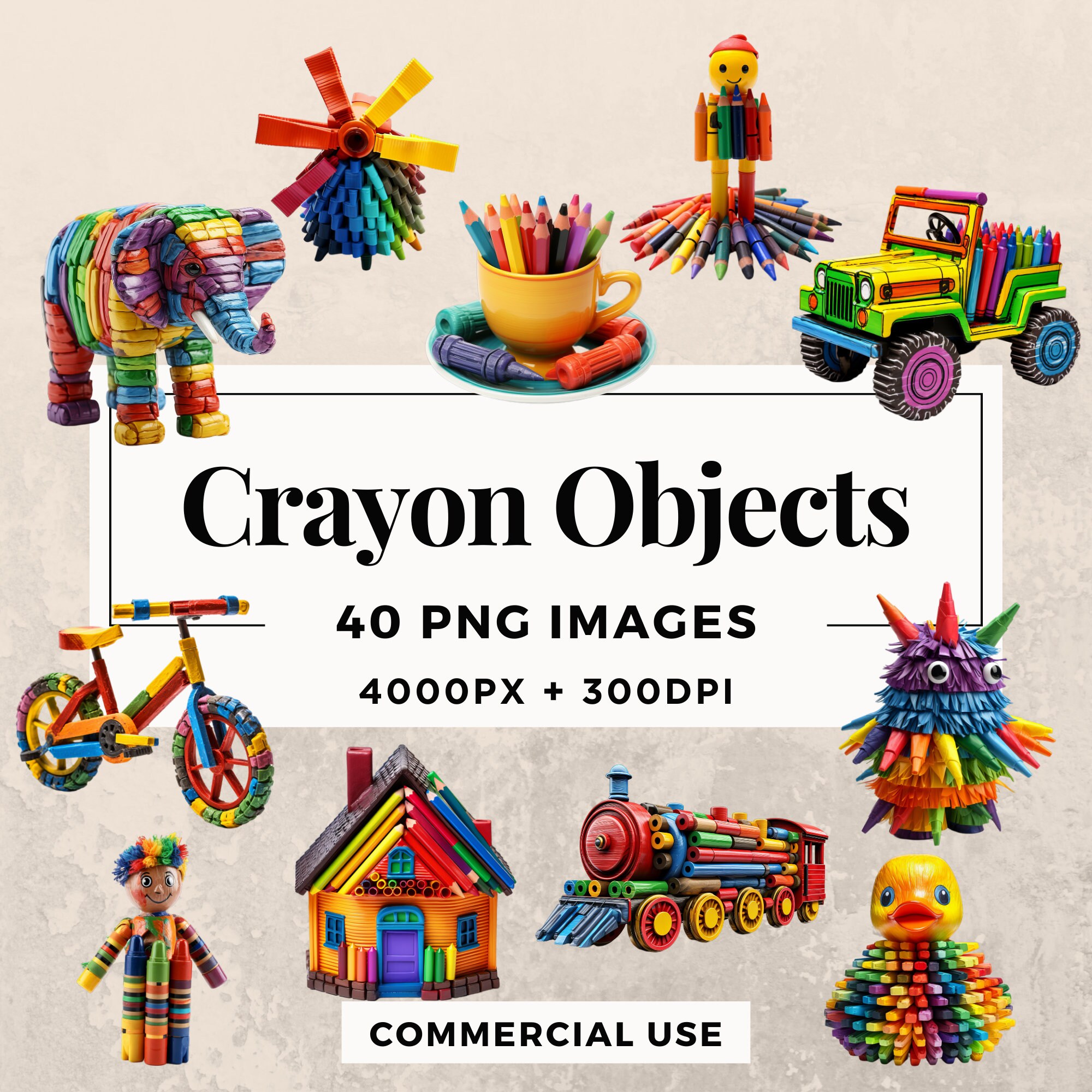 40 Crayon Objects Clipart Pack INSTANT DOWNLOAD Colorful Crayon ...