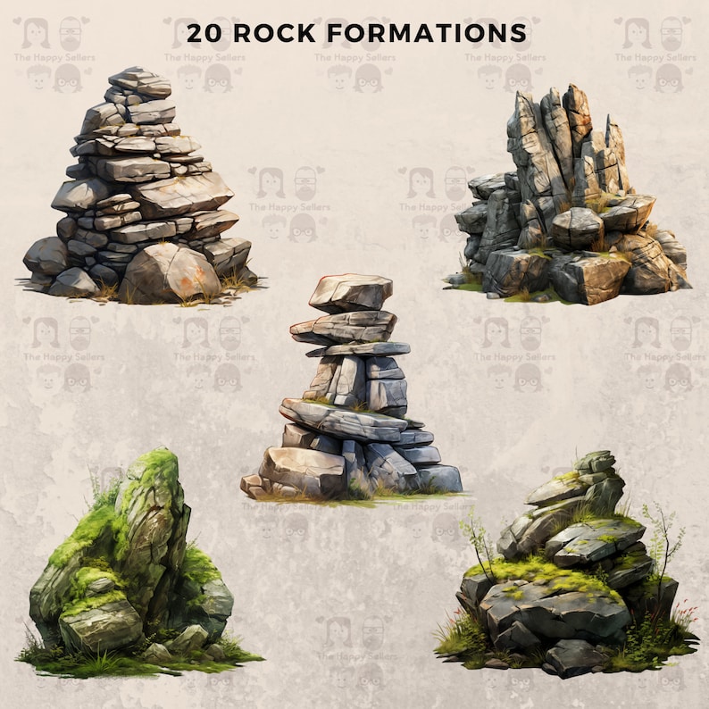 20 Rock Formations Clipart Pack INSTANT DOWNLOAD 20 Unique Rock ...