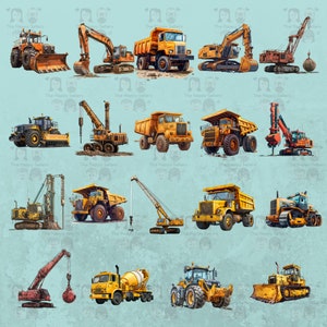 35 Construction Vehicles Clipart Pack - INSTANT DOWNLOAD, PNG ...
