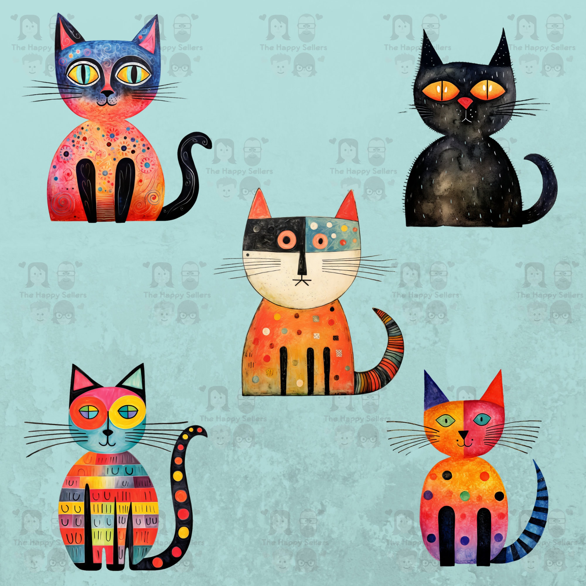 20 Funky Cats Clipart Pack INSTANT DOWNLOAD 20 Groovy Cat - Etsy