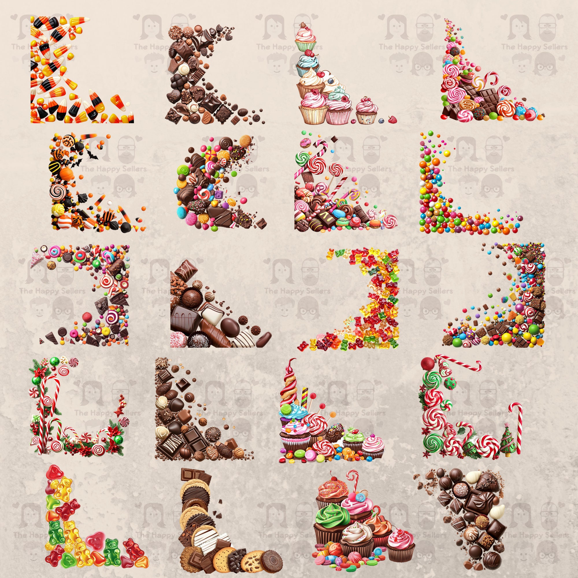 35 Sweet Tooth Corner Designs Clipart Pack - INSTANT DOWNLOAD, PNG ...