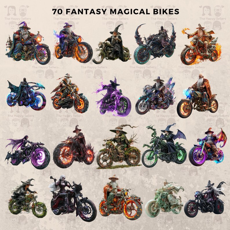 70 Fantasy Magical Bikes Clipart Pack INSTANT DOWNLOAD, PNG Transparent ...