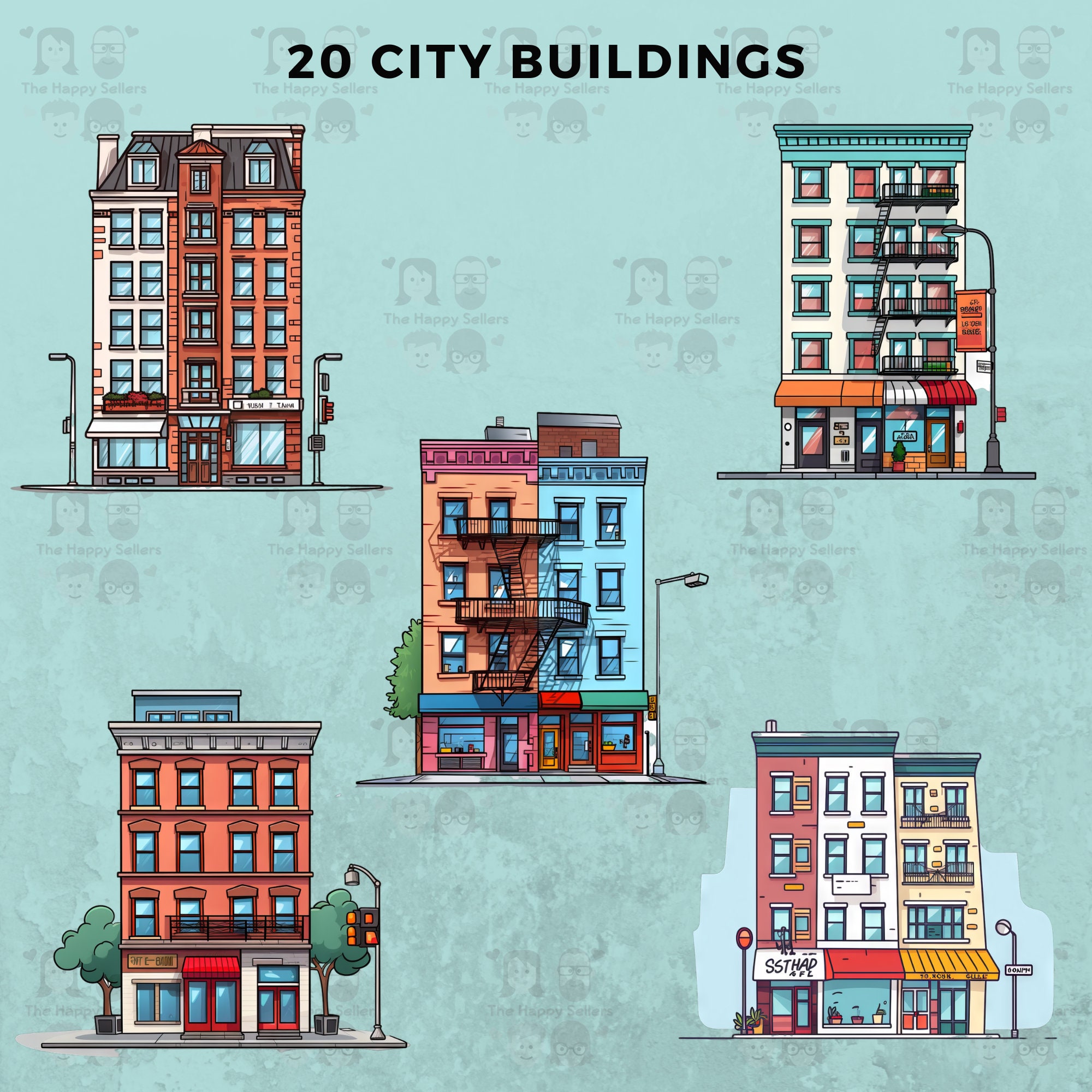 20 City Buildings Clipart Pack INSTANT DOWNLOAD 20 Building ...