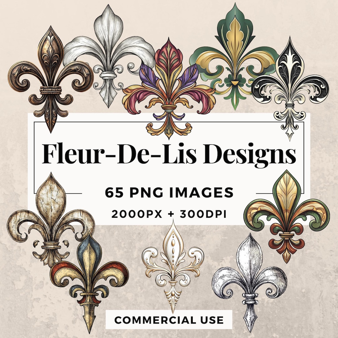 65 Fleur-de-lis Designs Clipart Pack INSTANT DOWNLOAD 65 Elegant Fleur ...