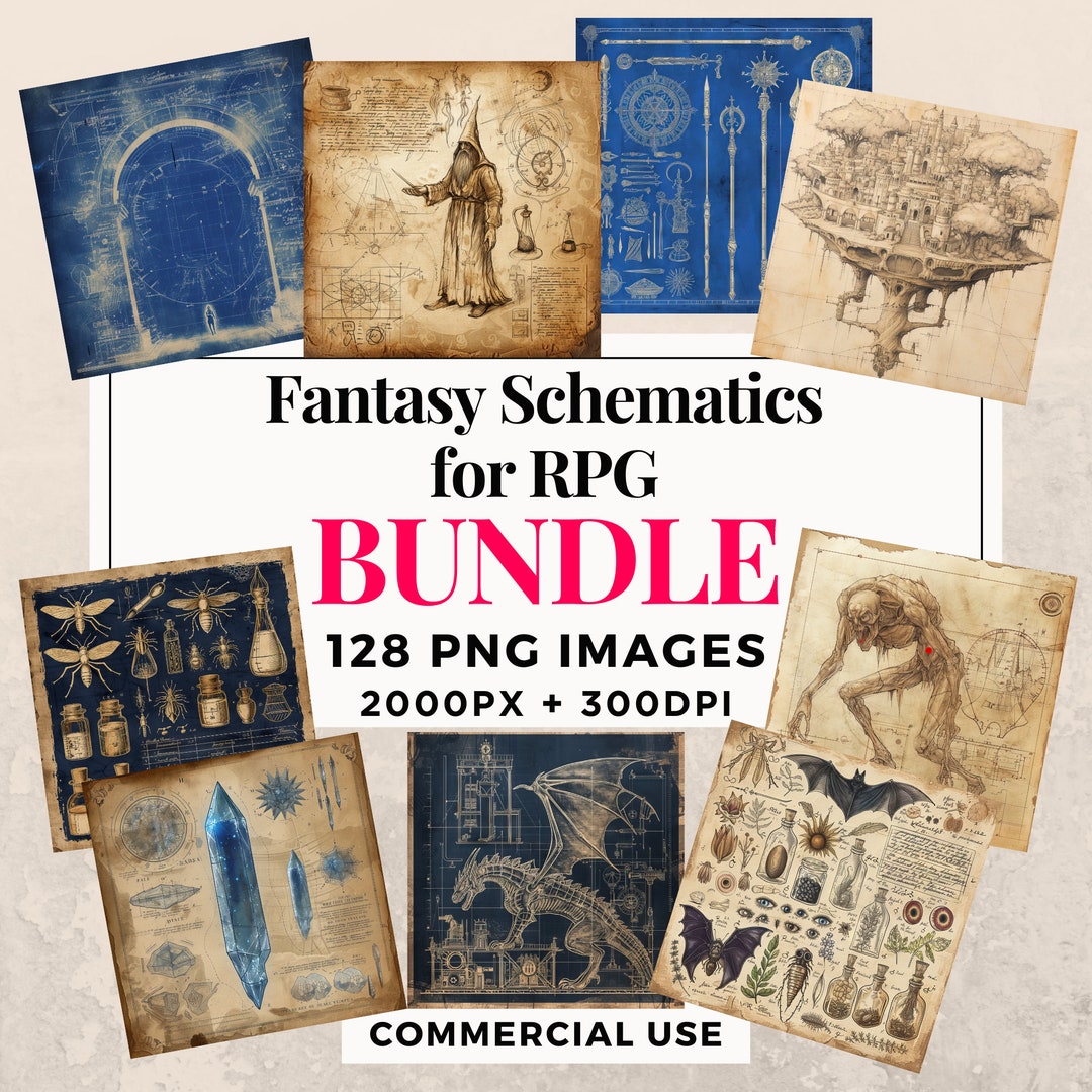 128 Fantasy Schematics Clipart Bundle for RPG - Instant Download ...