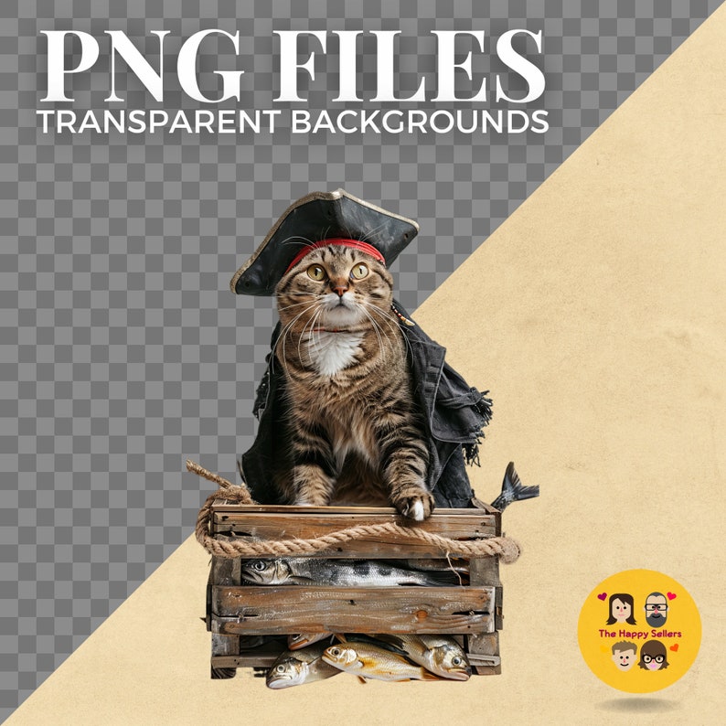 30 Pirate Cats Clipart Pack INSTANT DOWNLOAD 30 Swashbuckling Feline ...