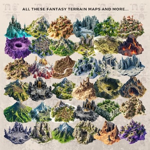 134 Fantasy Terrain Maps Clipart Bundle - Instant Download, PNG Images ...