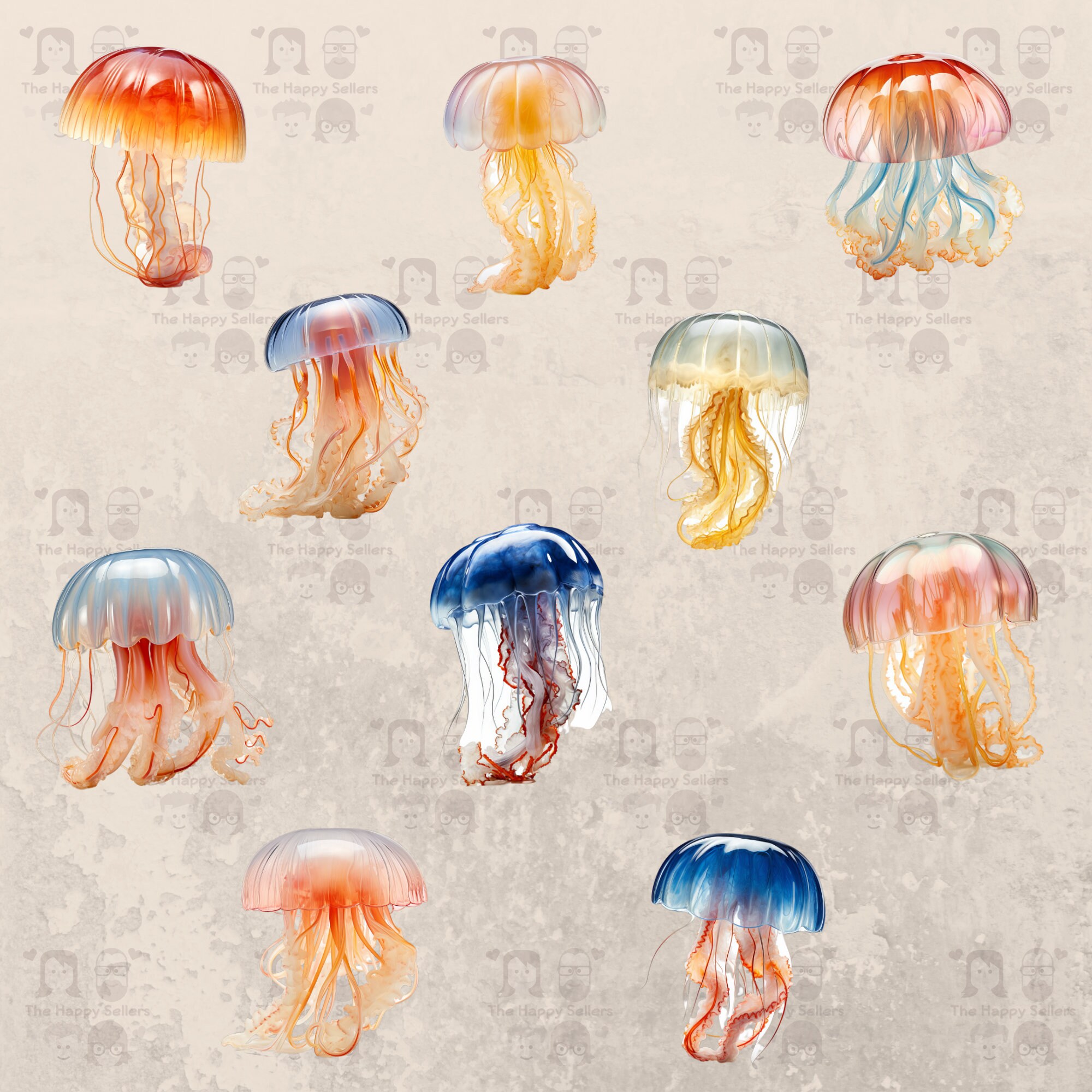 40 Colorful Jellyfish Clipart Pack INSTANT DOWNLOAD 40 Vibrant ...