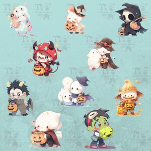 40 Cute Halloween Characters Clipart Pack INSTANT DOWNLOAD 40 Halloween ...
