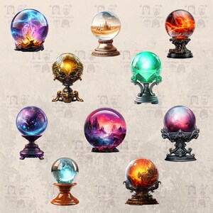 40 Magic Crystal Balls Clipart Pack INSTANT DOWNLOAD 40 Crystal Ball ...