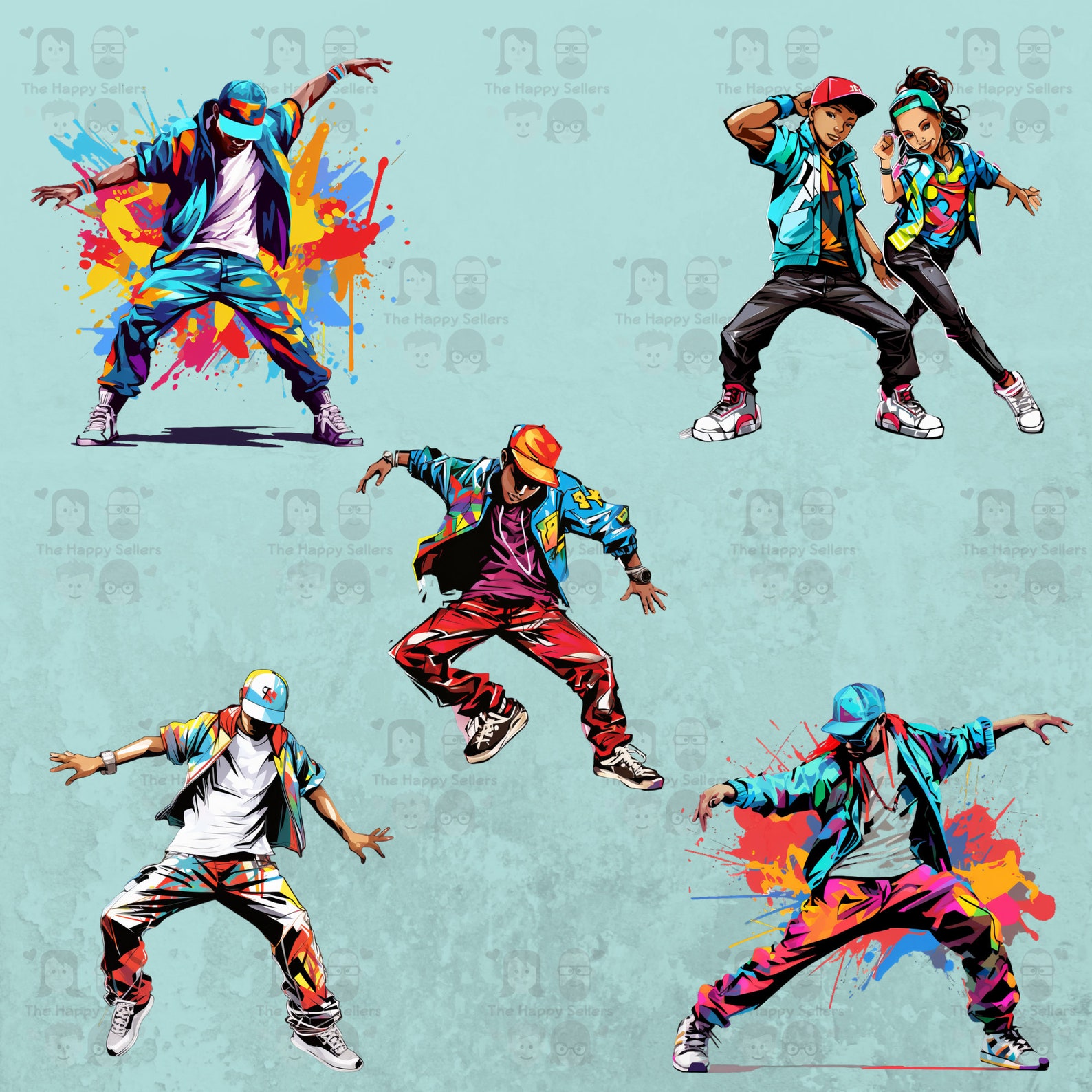 20 Hip Hop Dancers Clipart Pack INSTANT DOWNLOAD 20 Hip Hop Dance ...